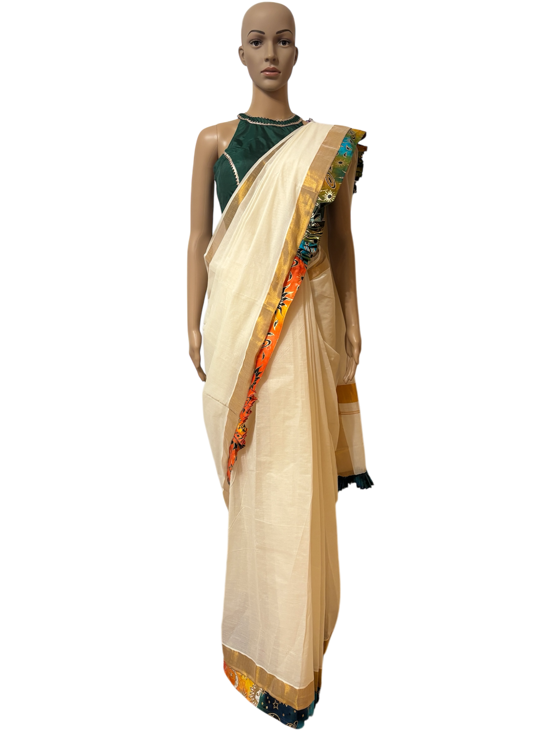 Kerala Kasavu Saree with Attached Border – Mystic Dhaaga